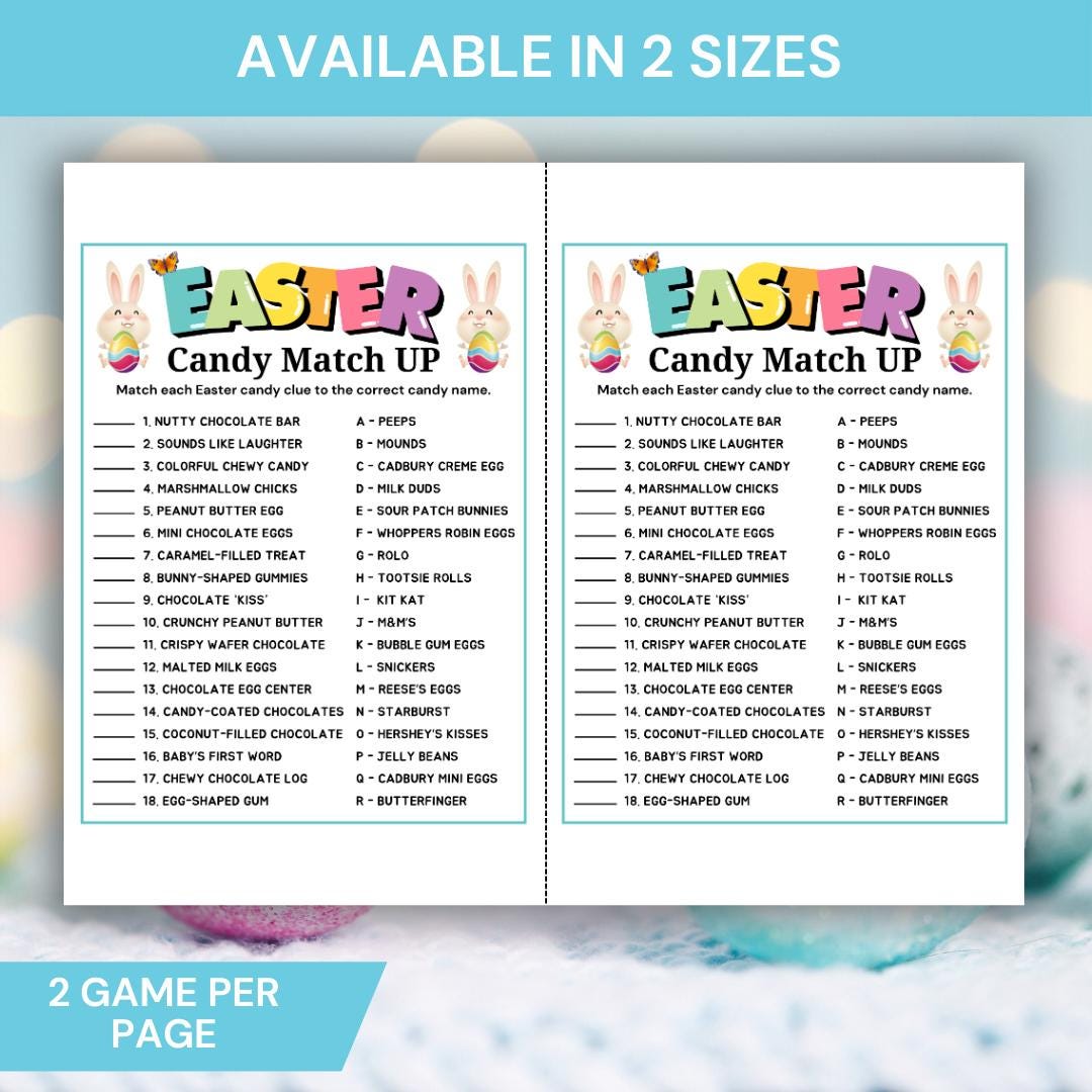 Easter Candy Match up Game Printable, Easter Candy Matching Game ...