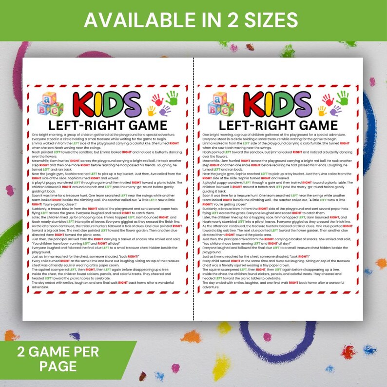 Kids Left Right Game Printable, Fun Pass the Prize Story Game for Kids ...