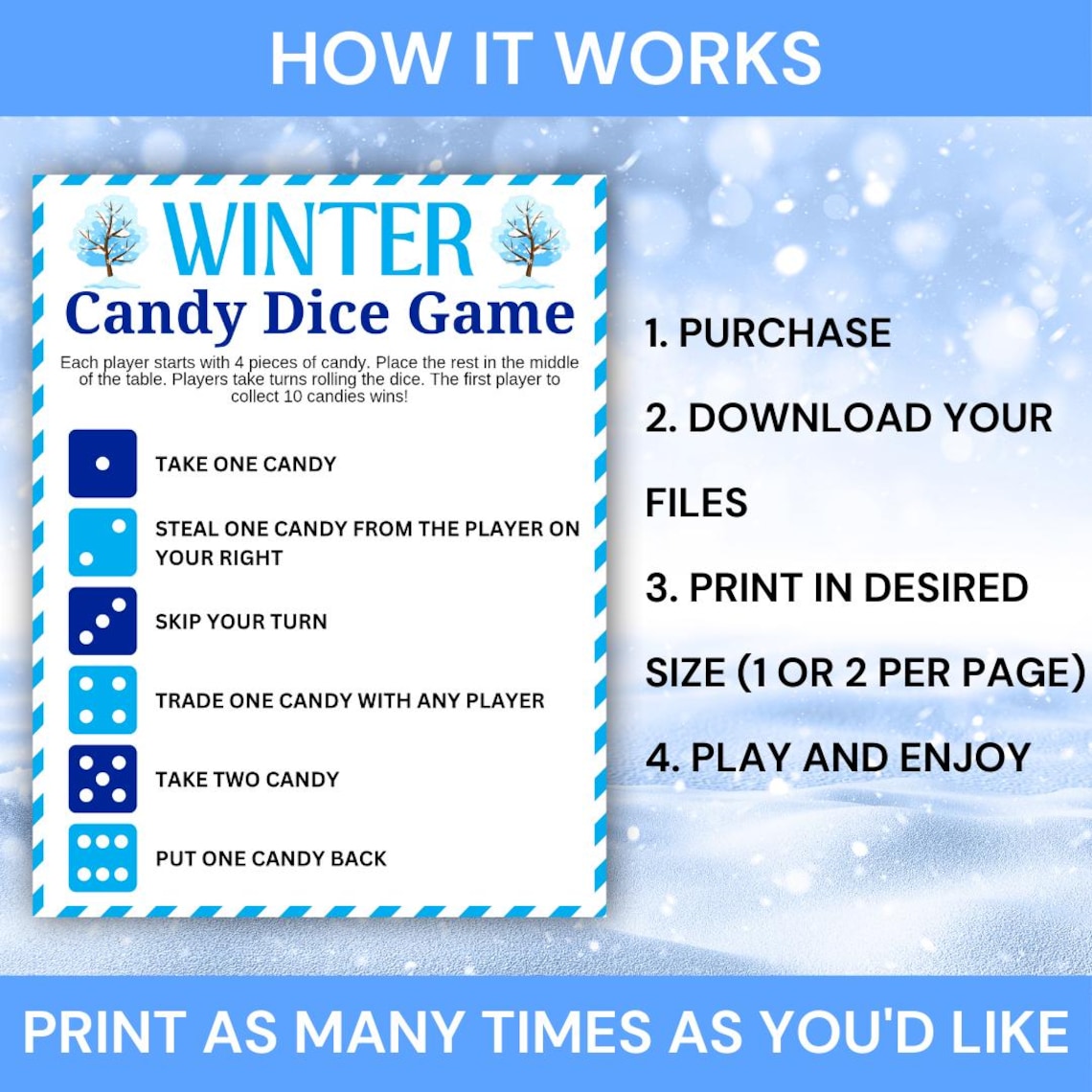 Winter Candy Dice Game, Winter Party Game, Candy Exchange Activity ...