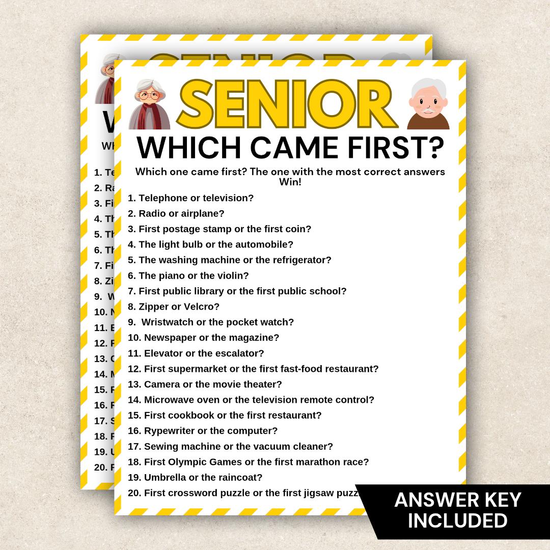 Senior Which Came First Game, Memory Trivia Game for Seniors, Nostalgia ...