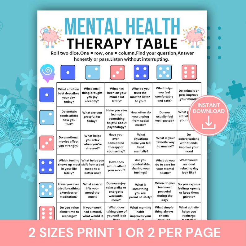 Mental Health Therapy Table Game, Wellness Conversation Game, Therapy ...