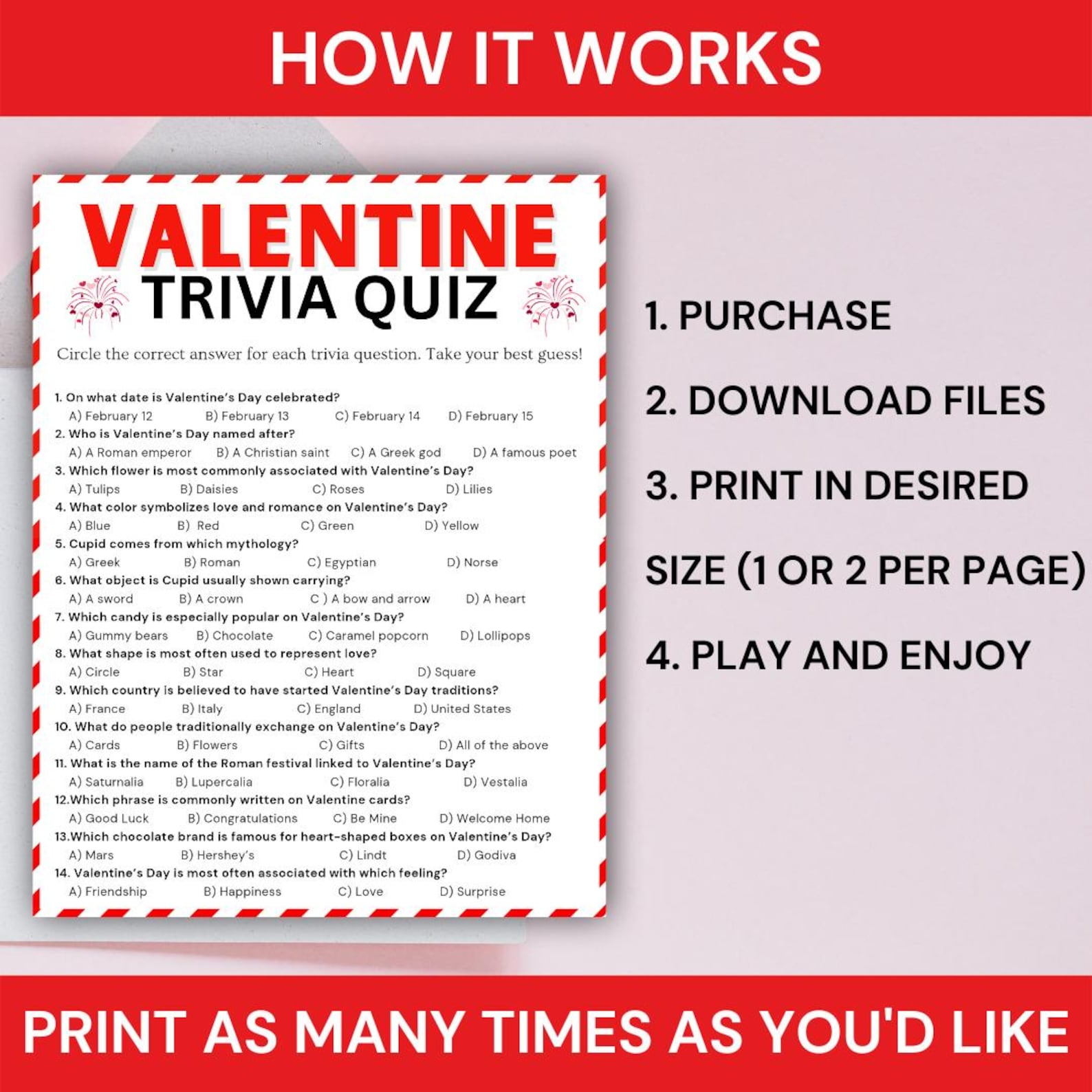 Valentine’s Day Trivia Game, Valentine Party Game, Love Trivia Quiz ...