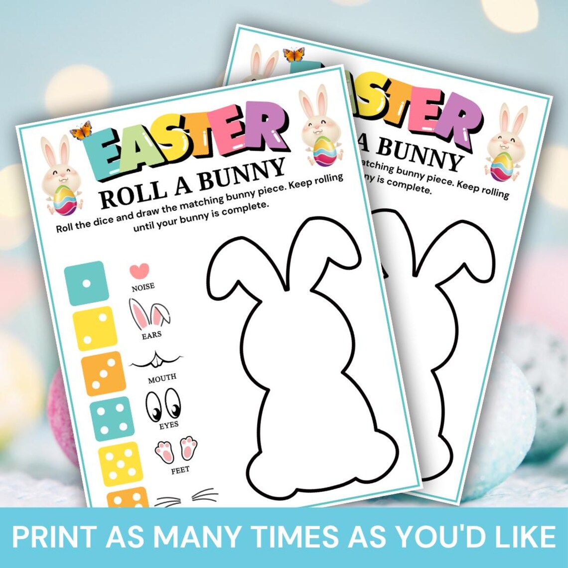 Roll the Easter Bunny Game, Fun Easter Dice Game for Kids & Adults ...