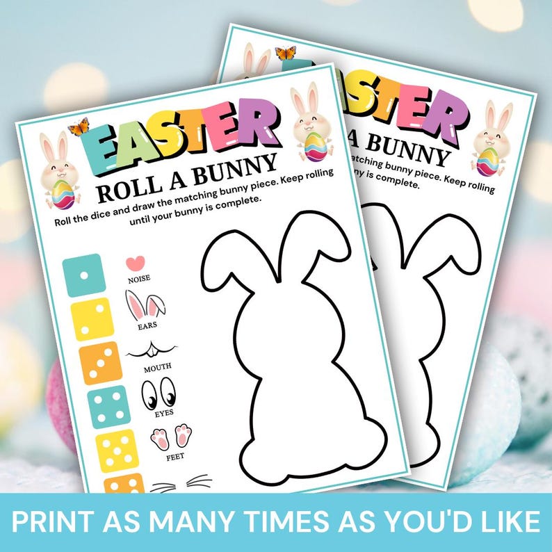 Roll the Easter Bunny Game, Fun Easter Dice Game for Kids & Adults ...