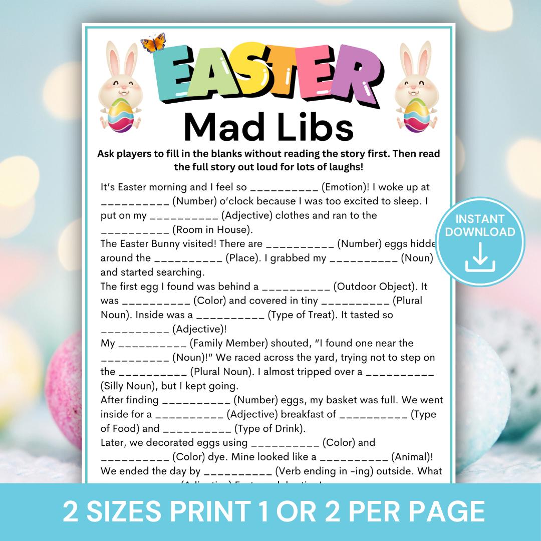 Easter Mad Libs Game, Funny Easter Story Fill in the Blank Activity for ...