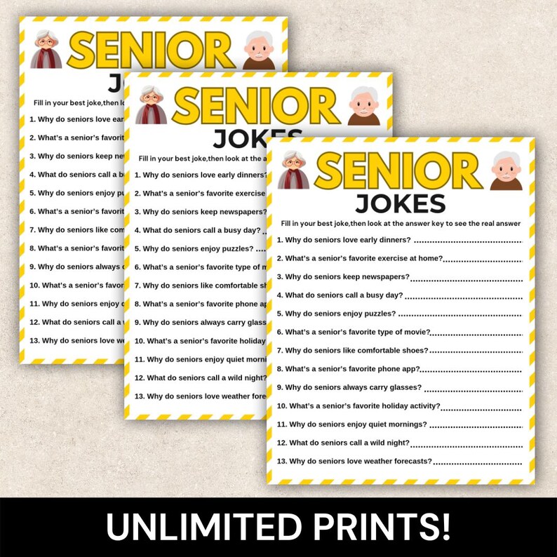 Senior Jokes Game, Funny Fill in the Blank Game for Seniors, Humor ...