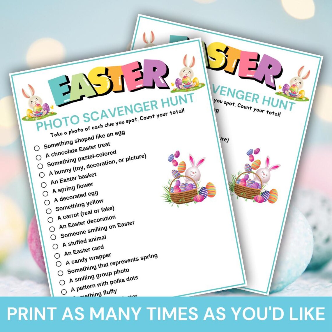 Easter Photo Scavenger Hunt Game, Printable Easter Party Activity for ...
