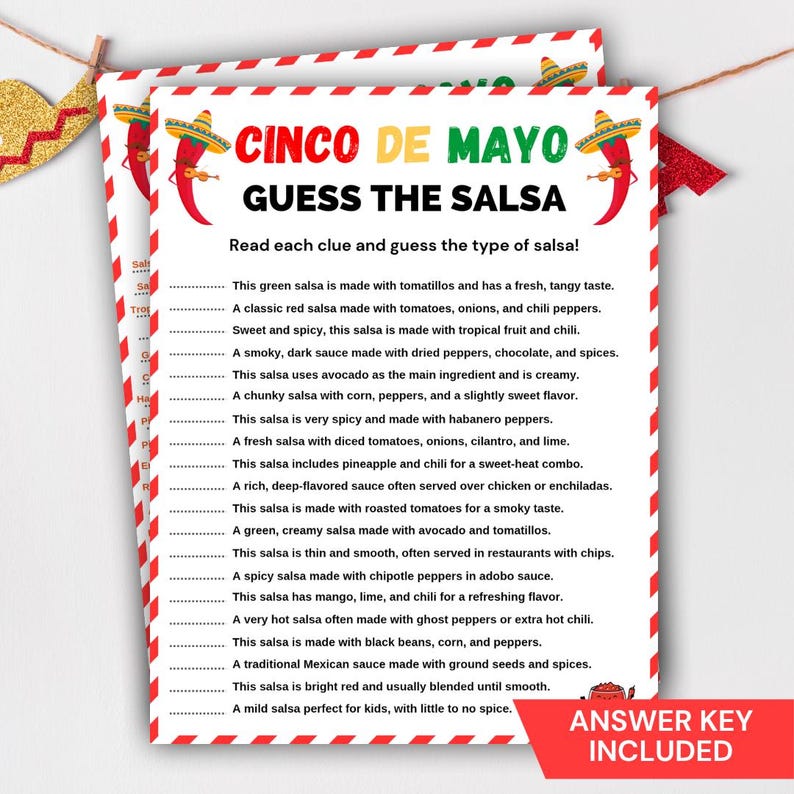 Cinco De Mayo Guess the Salsa Game Printable, Fiesta Party Game ...