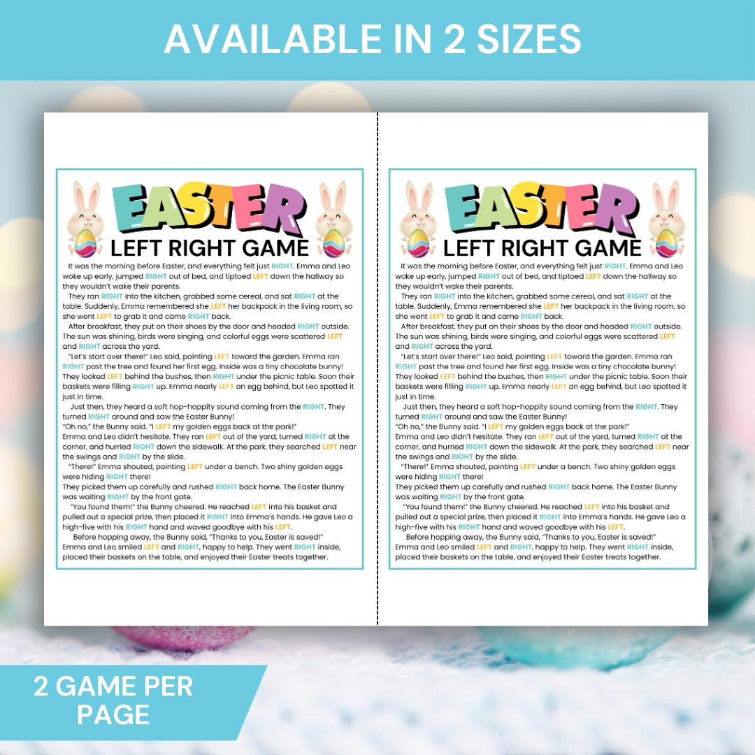 Left Right Easter Story Game, Printable Easter Left Right Game, Pass ...