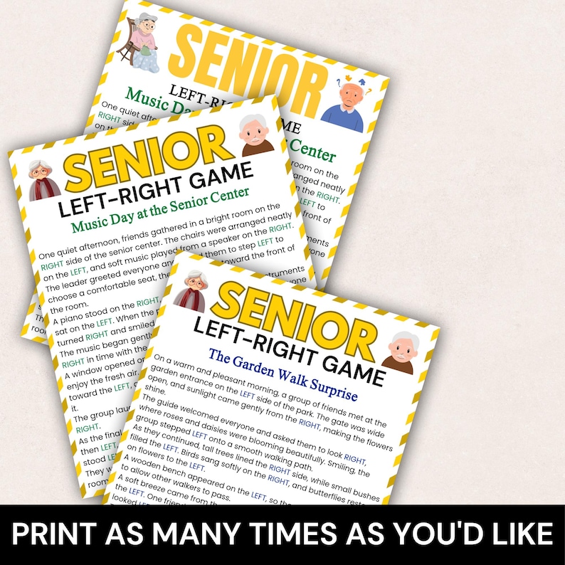 Senior Left Right Game Bundle, Interactive Story Game for Seniors ...