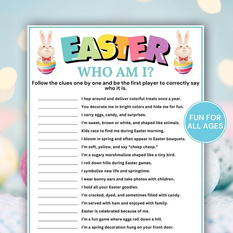 Easter Games, Who Am I Riddles, Easter Party Games, Easter Activity ...