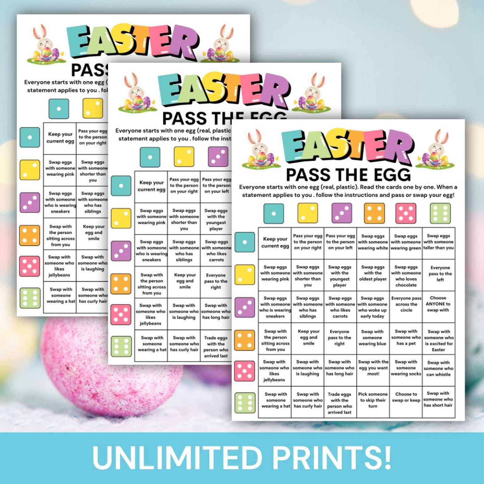 Easter Pass the Egg Game, Easter Left Right Dice Game, Fun Easter Party ...