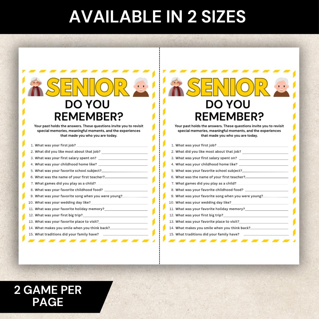 Senior Reminiscence Game, Do You Remember Game, Memory & Conversation ...
