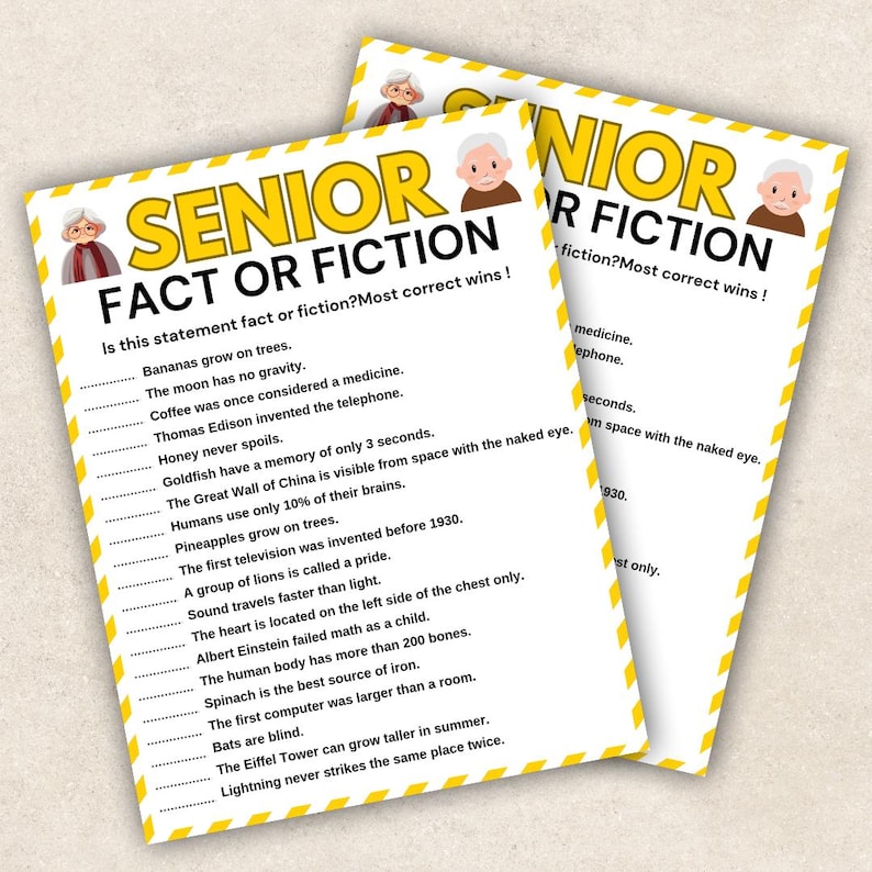 Fact or Fiction Game, Games for Senior Citizens, Elderly Games, Seniors ...