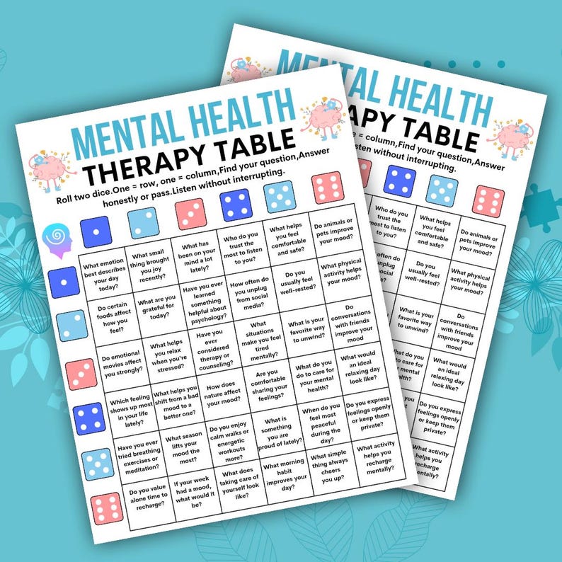 Mental Health Therapy Table Game, Wellness Conversation Game, Therapy ...