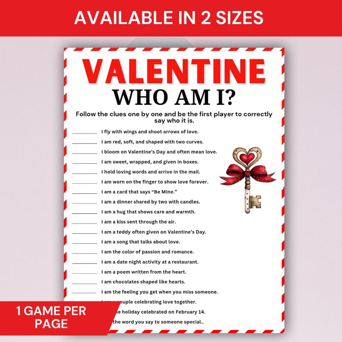 Valentine's Day Who Am I Game, Printable Couples Icebreaker (digital ...