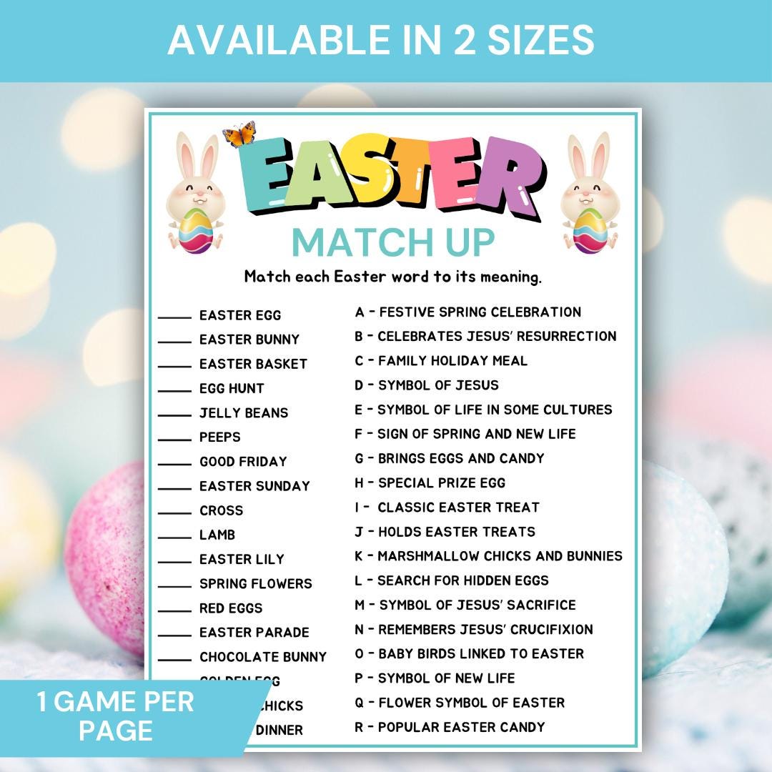 Easter Match up Game , Easter Matching Game, Easter Party Games for ...