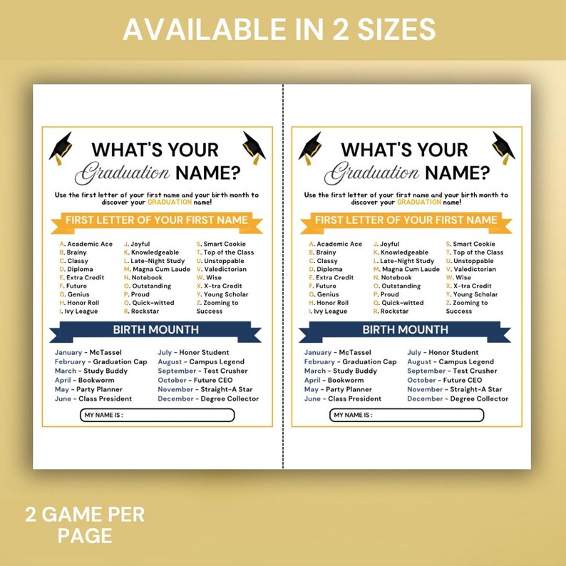 What's Your Graduation Name Game Printable, Graduation Party Game ...