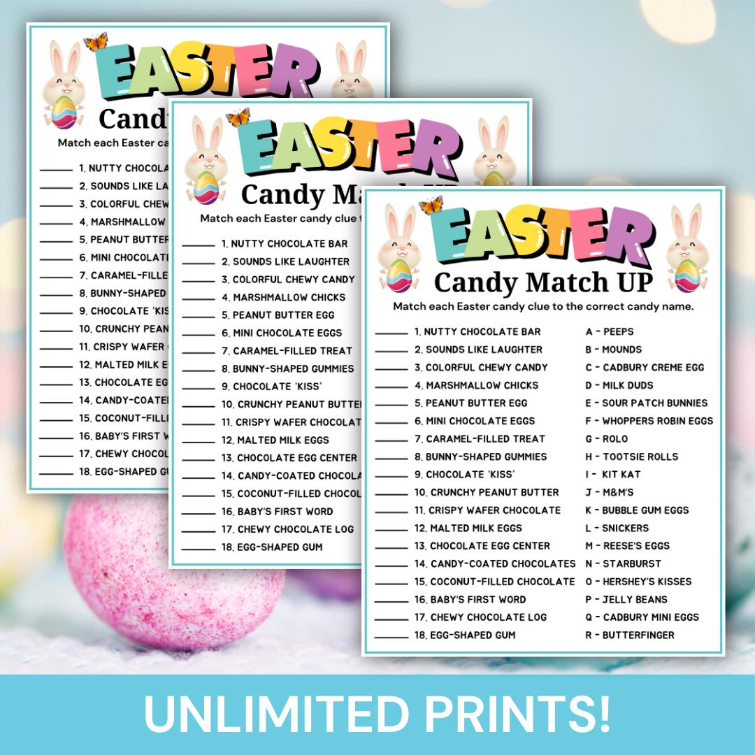 Easter Candy Match up Game Printable, Easter Candy Matching Game ...