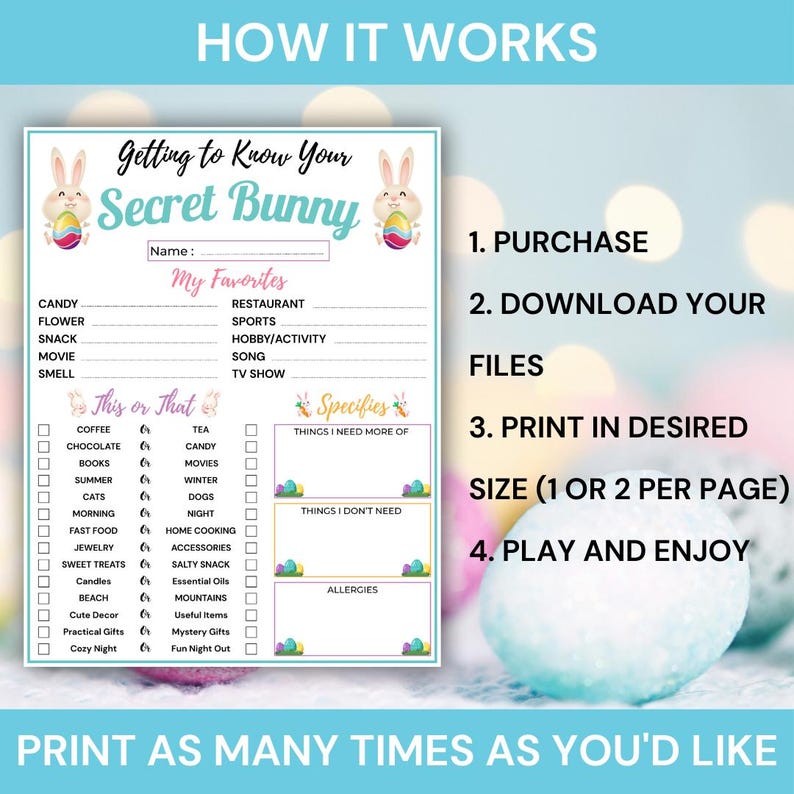 Easter Secret Bunny Game, Easter Gift Exchange Game, Getting to Know ...