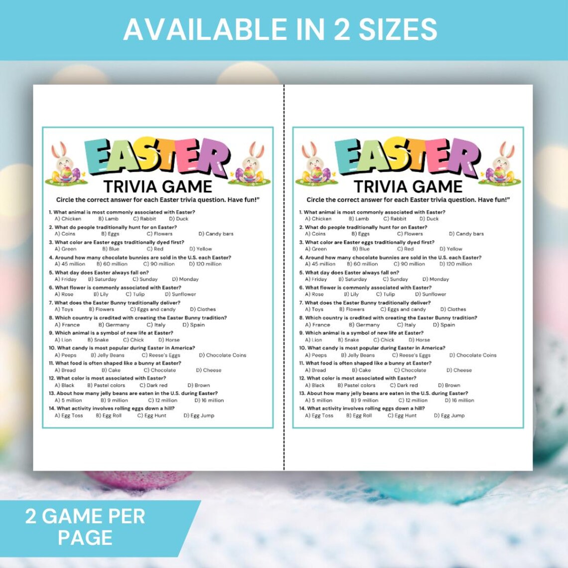 Easter Trivia Game Printable, Easter Trivia Quiz, Easter Party Games ...