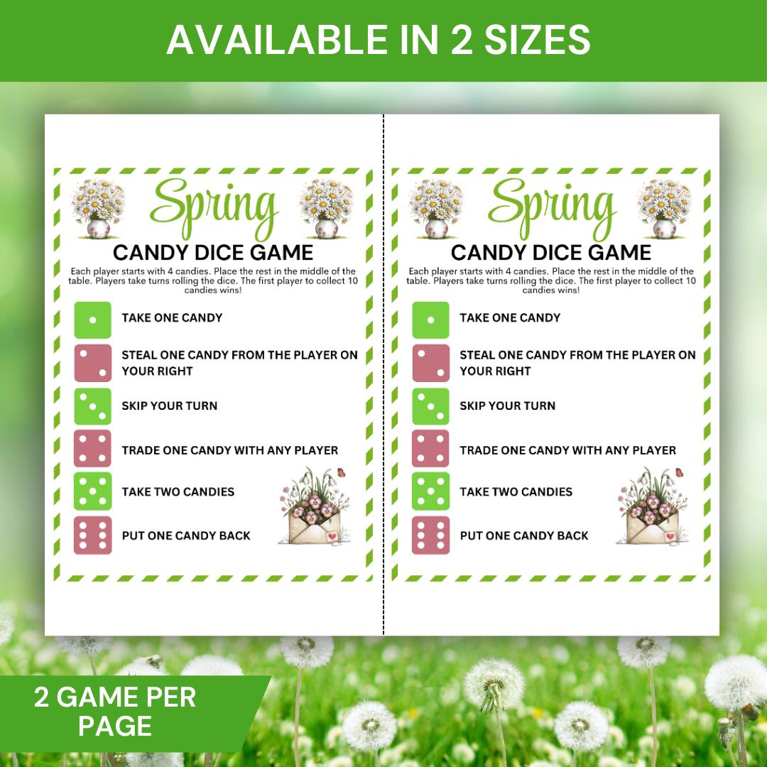 Spring Candy Dice Game, Printable Candy Dice Exchange Game for Kids ...