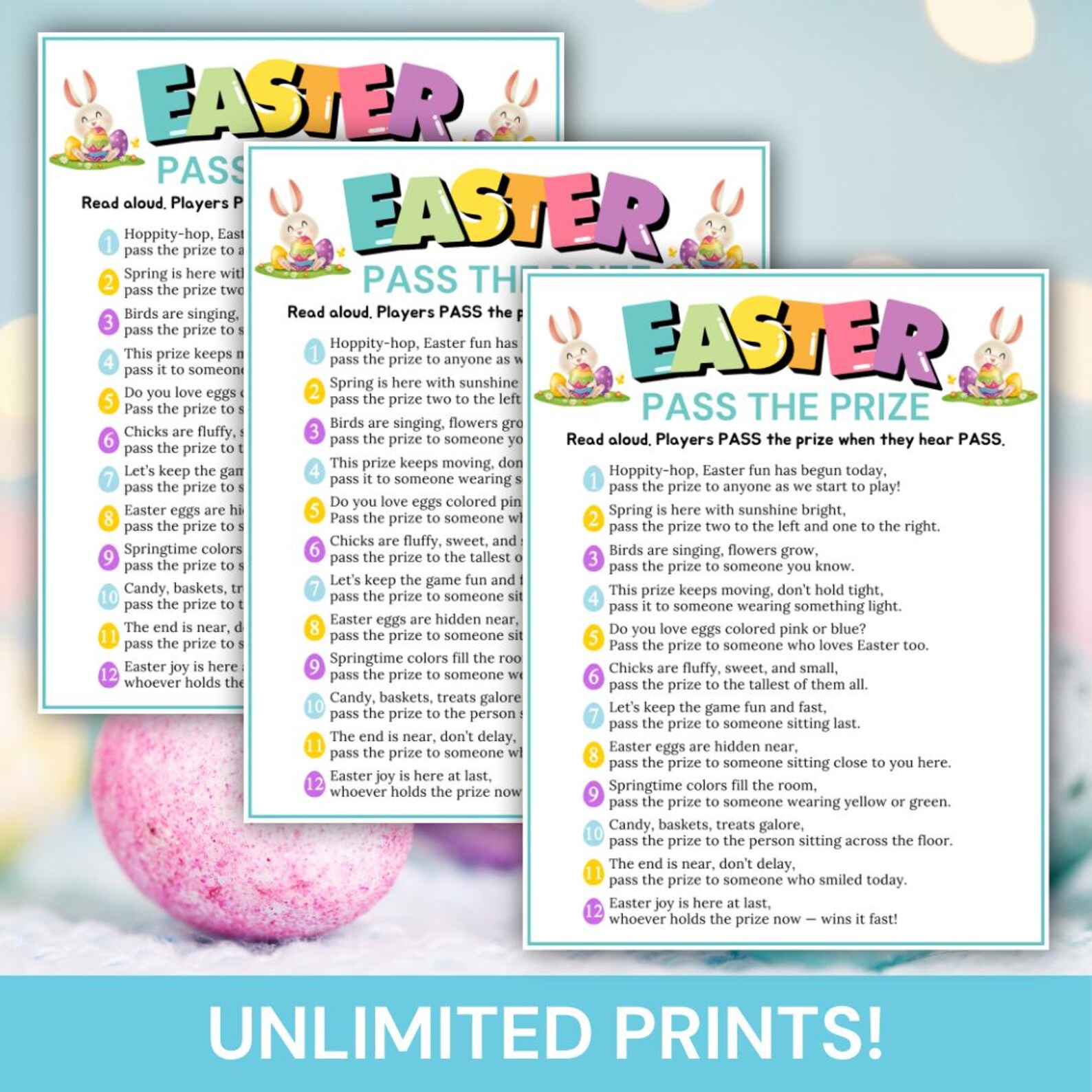 Easter Pass the Prize Game, Printable Easter Pass the Present Game ...