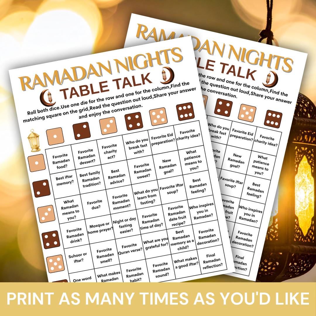 Ramadan Nights Table Talk Game, Printable Islamic Conversation Game for ...