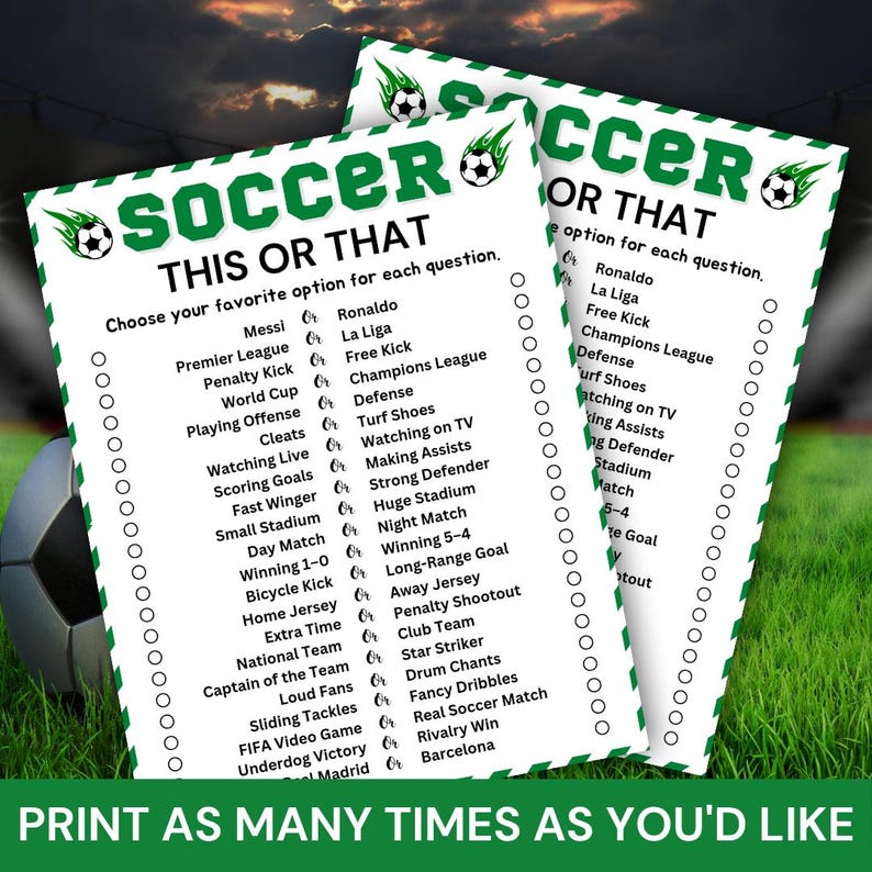 Soccer This or That Game Printable, Football Party Game, Soccer Team ...