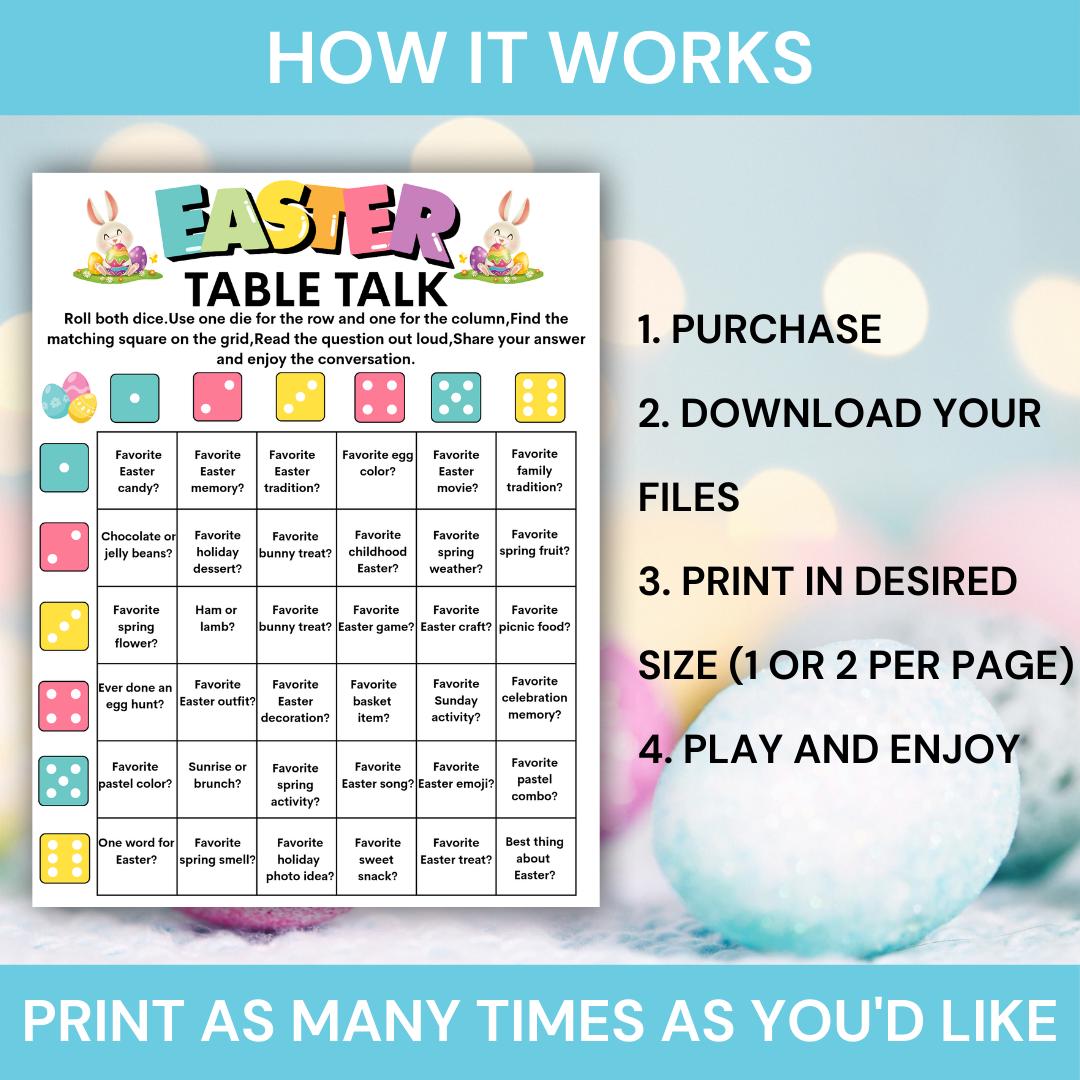 Easter Table Talk Game, Easter Dice Conversation Game, Family Easter ...