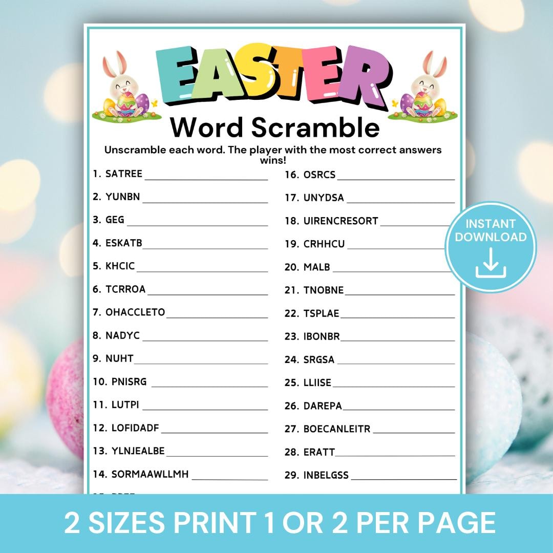 Easter Word Scramble Game, Fun Easter Word Puzzle for Kids & Adults ...