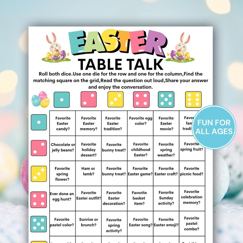 Easter Table Talk Game, Easter Dice Conversation Game, Family Easter ...