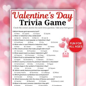 Valentine’s Day Trivia Game, Valentine Party Game, Love Trivia Quiz ...