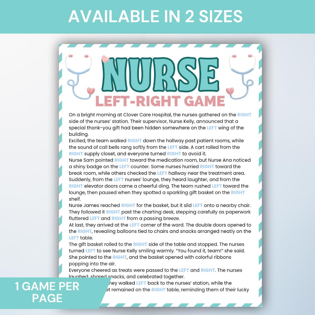 Nurse Left Right Game, Fun Nurse Party Game, Nurse Week Pass the Prize ...
