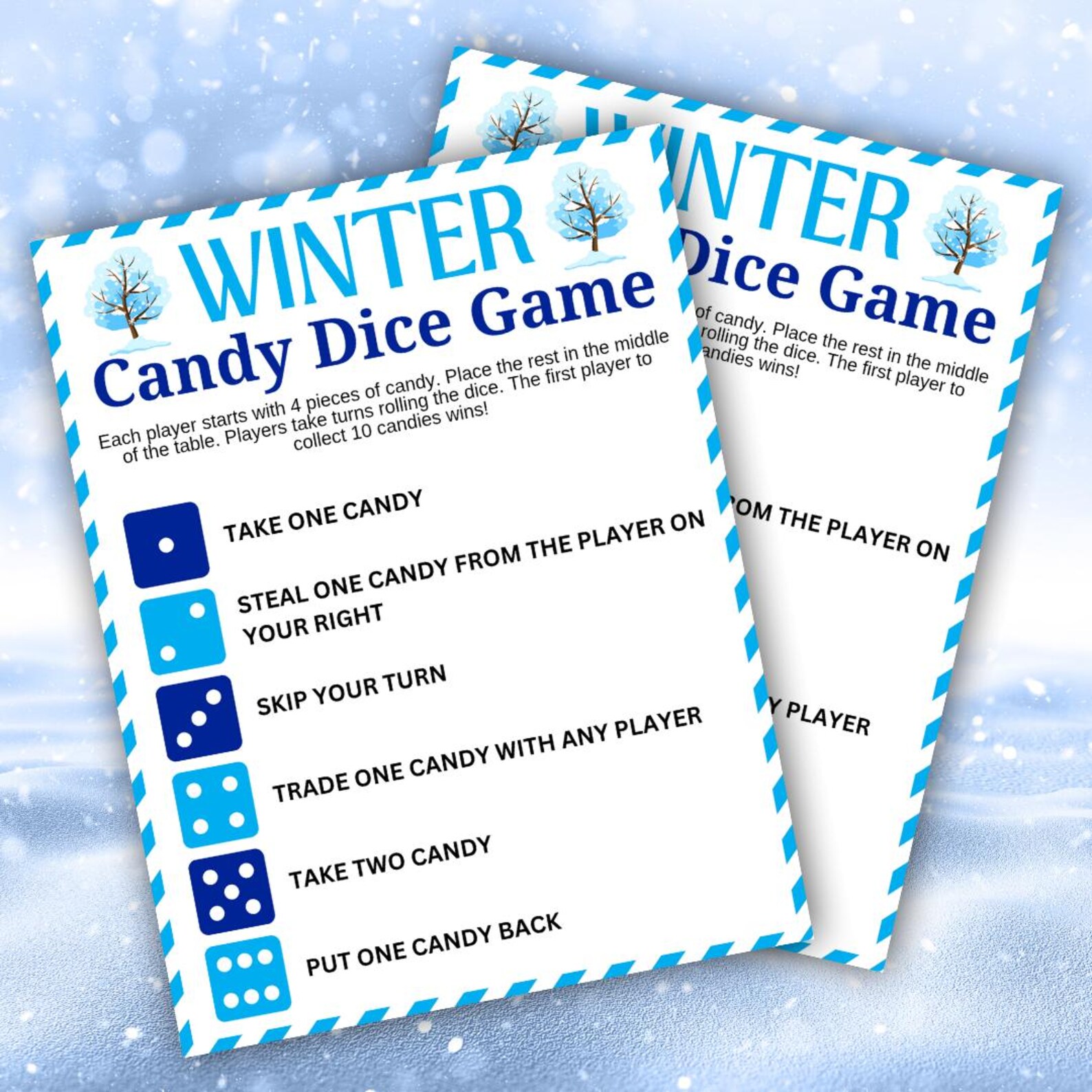 Winter Candy Dice Game, Winter Party Game, Candy Exchange Activity ...