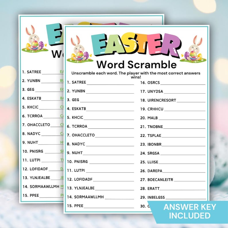 Easter Word Scramble Game, Fun Easter Word Puzzle for Kids & Adults ...