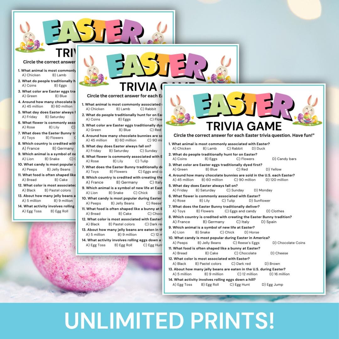 Easter Trivia Game Printable, Easter Trivia Quiz, Easter Party Games ...