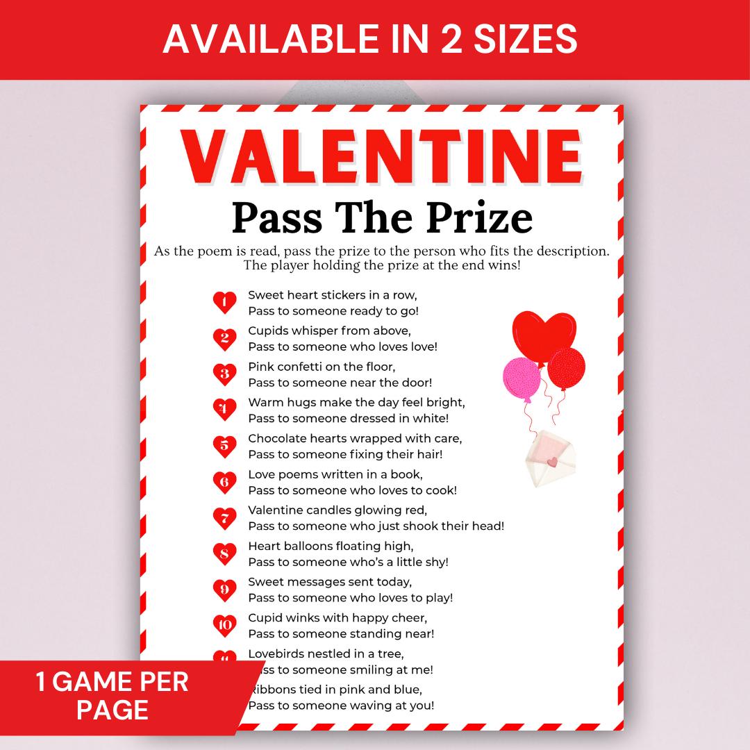 Valentine’s Day Pass the Prize Game, Printable Left Right Valentine ...