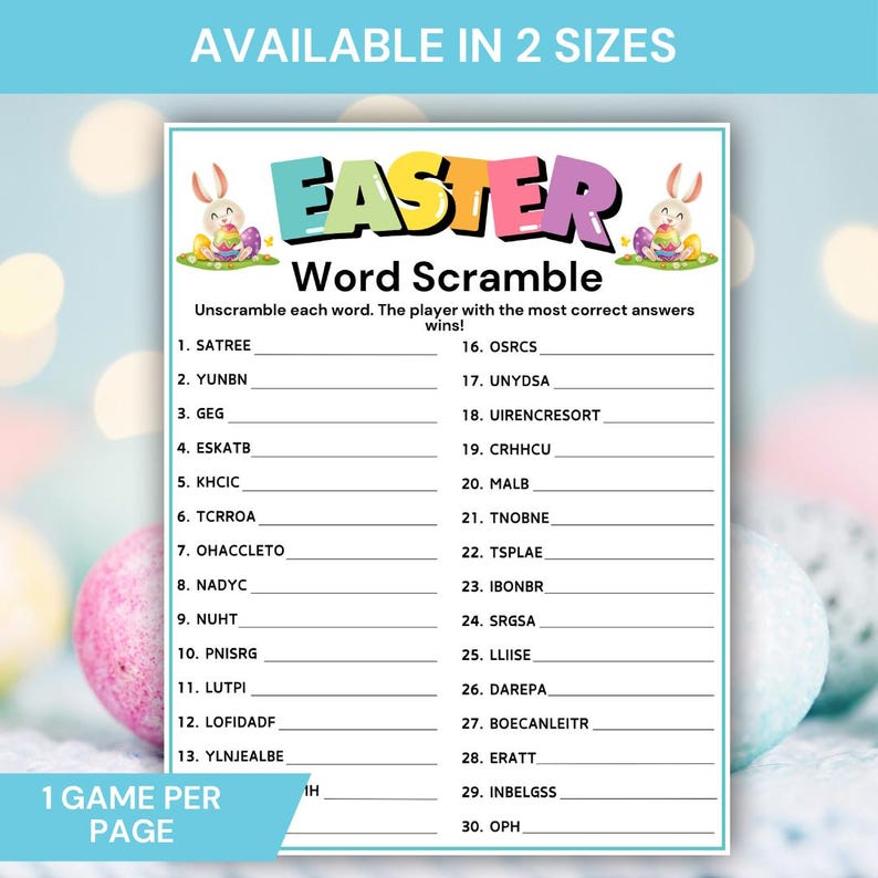 Easter Word Scramble Game, Fun Easter Word Puzzle for Kids & Adults ...