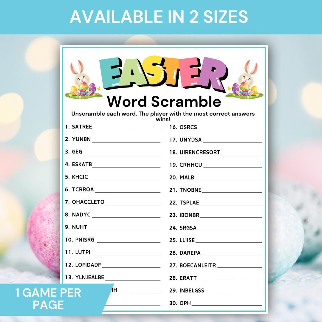Easter Word Scramble Game, Fun Easter Word Puzzle for Kids & Adults ...