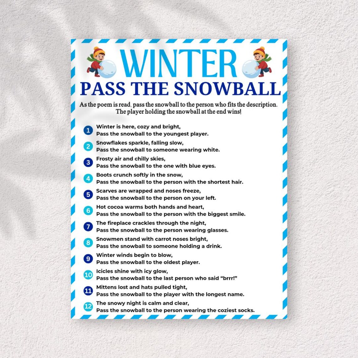 Winter Pass the Snowball Game, Winter Party Game, Fun Icebreaker ...