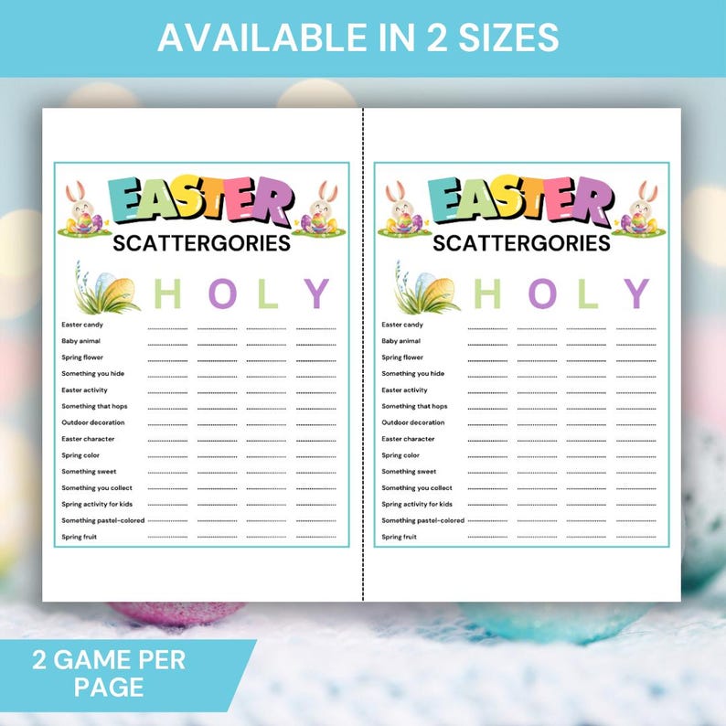 Easter Scattergories Printable Game, Easter Party Game, Easter Word ...