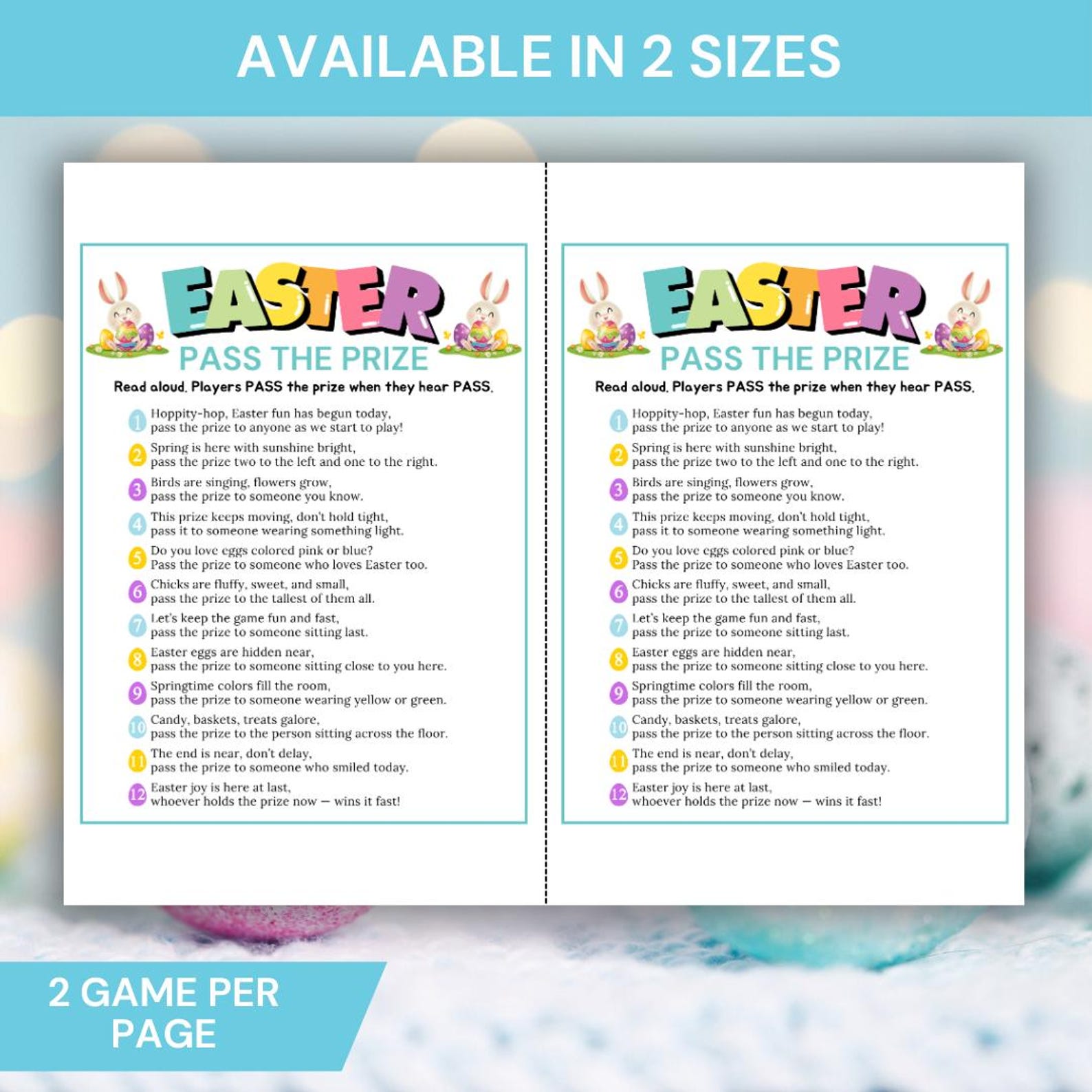 Easter Pass the Prize Game, Printable Easter Pass the Present Game ...