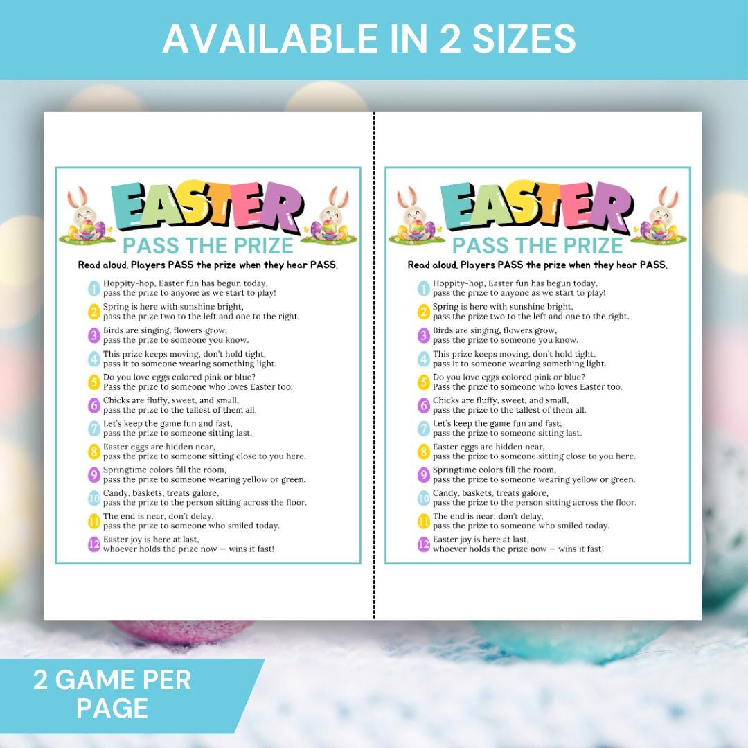 Easter Pass the Prize Game, Printable Easter Pass the Present Game ...