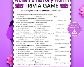 Women’s History Month Trivia Game, Printable Women History Quiz ...