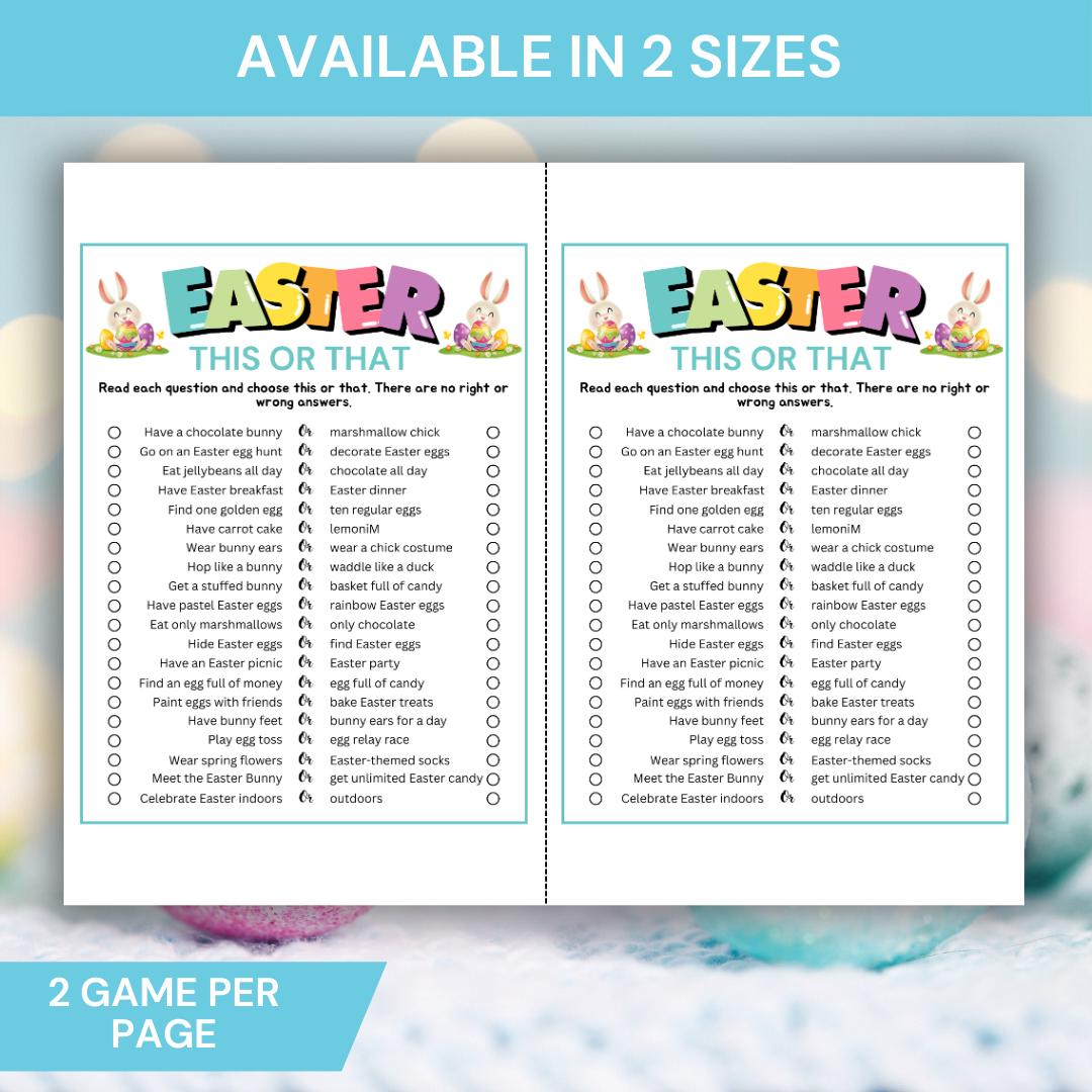 Printable Easter This or That Game, Easter Would You Rather Game ...