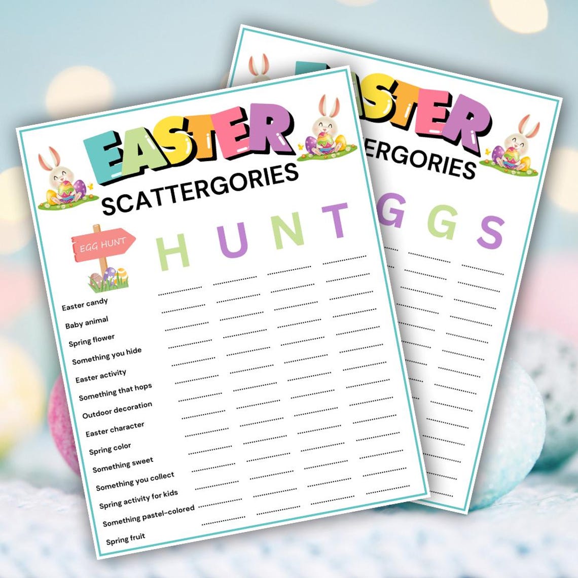 Easter Scattergories Printable Game, Easter Party Game, Easter Word ...