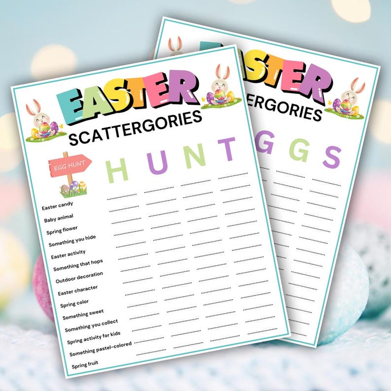 Easter Scattergories Printable Game, Easter Party Game, Easter Word ...