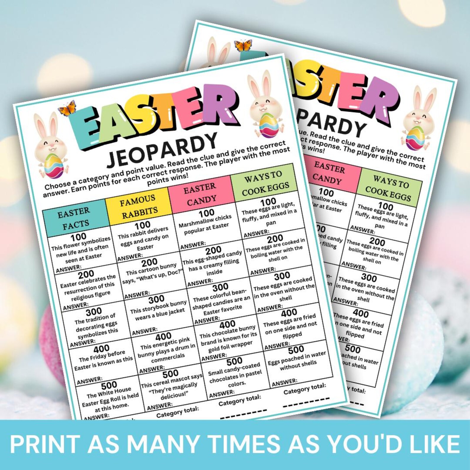 Easter Jeopardy Game, Easter Trivia Party Game for Kids, Easter ...
