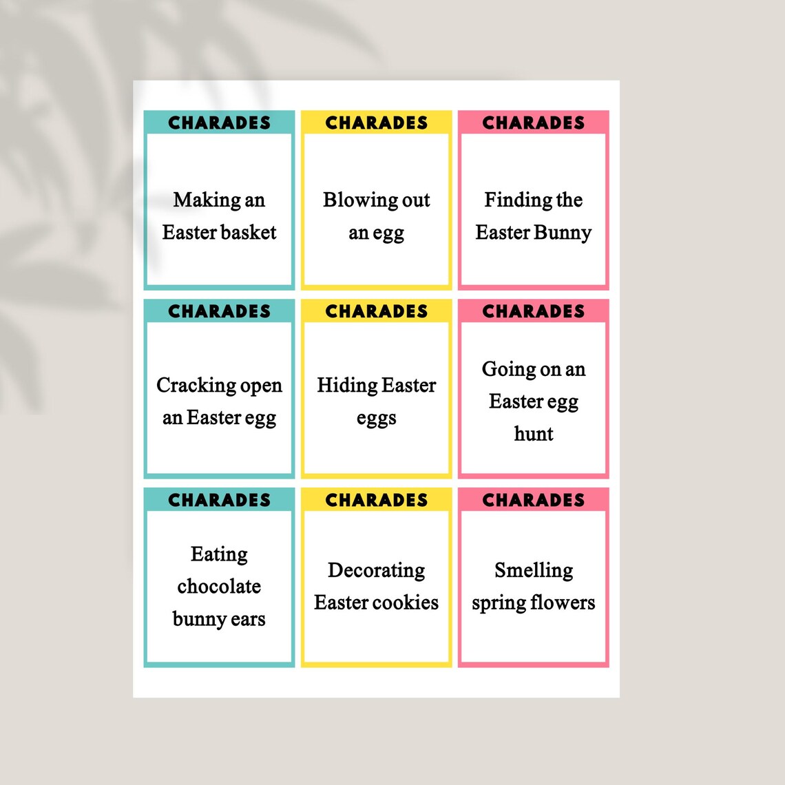 Easter Charades Game, 60 Easter Charades Cards, Spring Party Game for ...